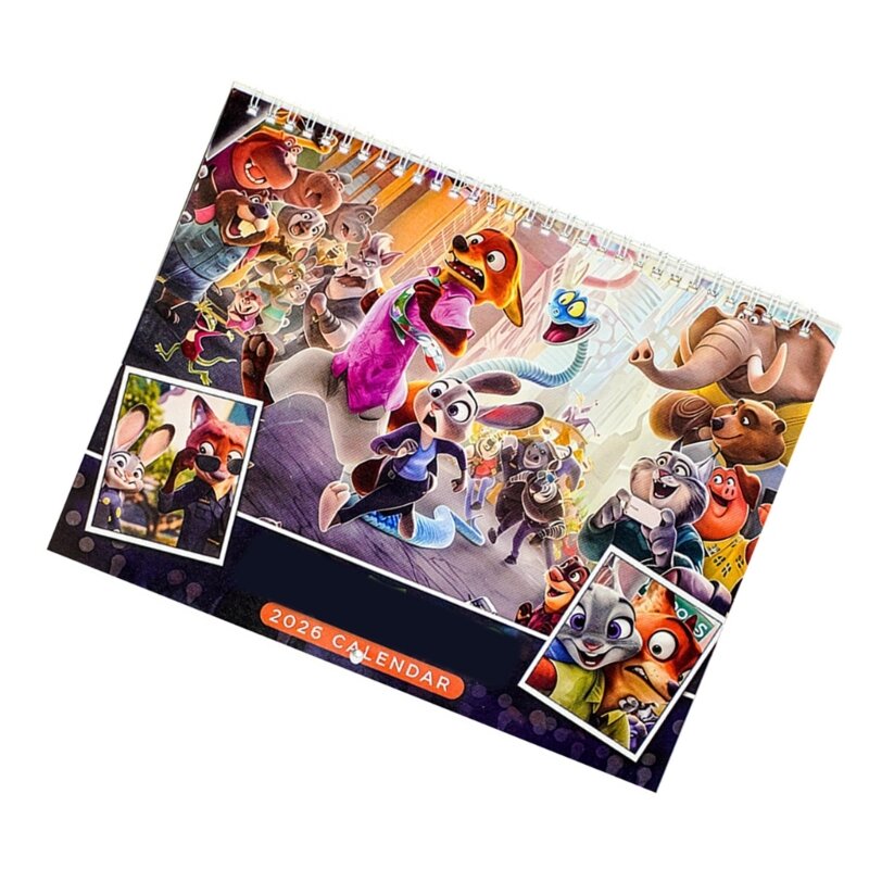 Настенный Календарь с Мультяшным Животным Персонажем 2026 Года с Большой Зоной Для Письма на 12 Месяцев Для Офиса и Домашнего Использования В Школьных Классах