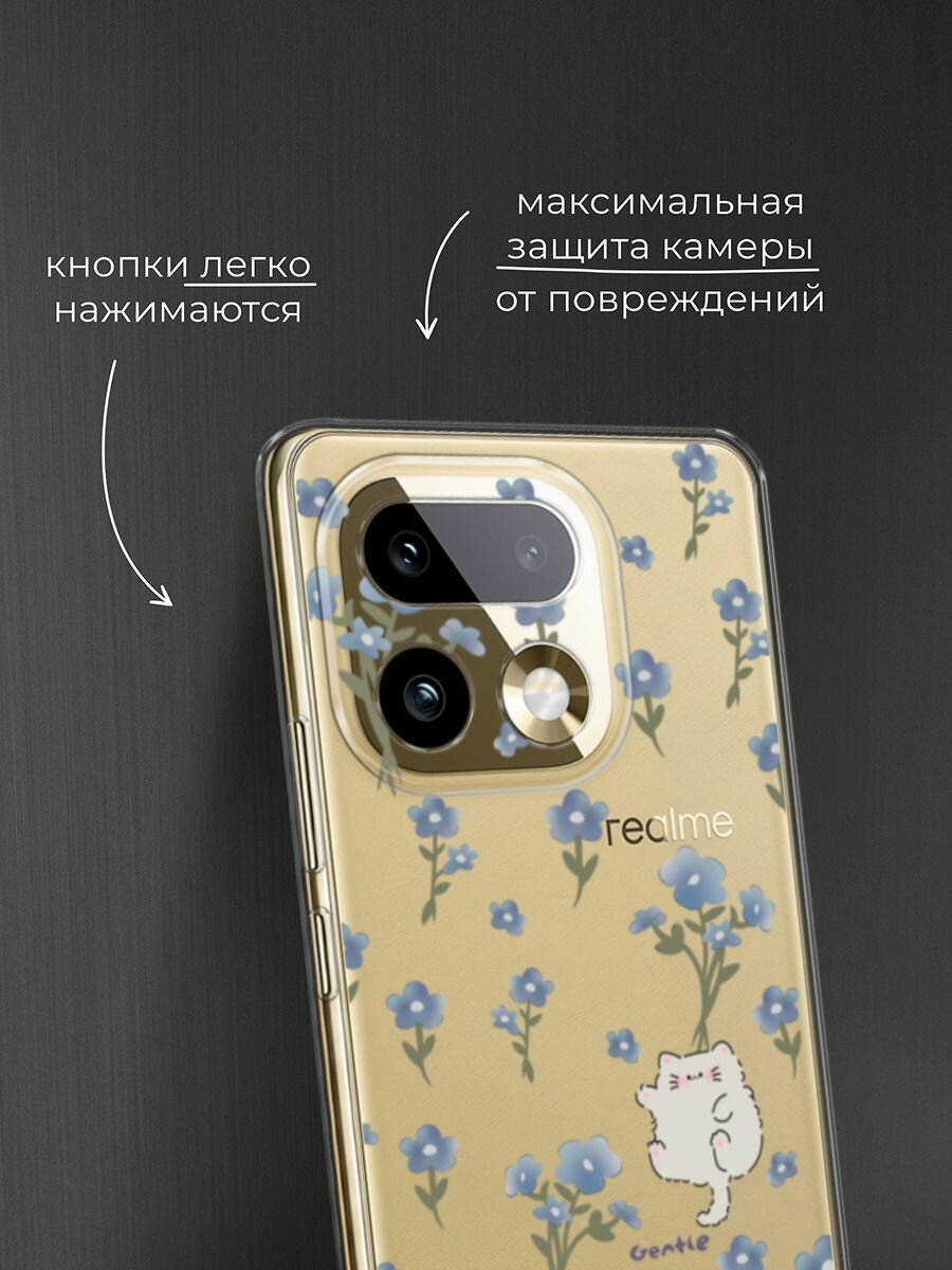 Чехол на Realme 16 Pro+ / Реалме 16 Про+ с принтом Gentle cats, прозрачный — фото 1