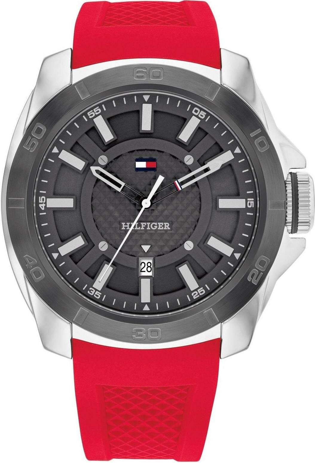Наручные часы TOMMY HILFIGER, серебряный, красный — фото 1