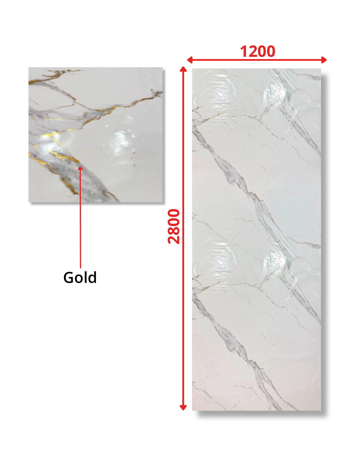 Панель стеновая "Крестола голд", гибкий мрамор, влагостойкая, глянцевый эффект, 280х120 см