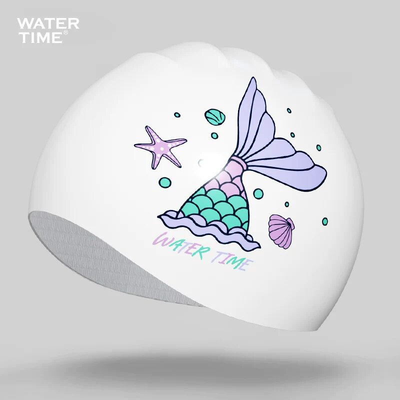 Шапочка для плавания WaterTime для женщин с длинными волосами, большой окружностью головы, силиконовая шапочка для