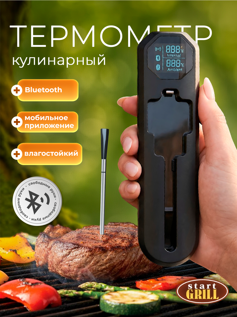 Термометр кулинарный цифровой Model 5, беспроводной, Bluetooth, с зарядным кейсом