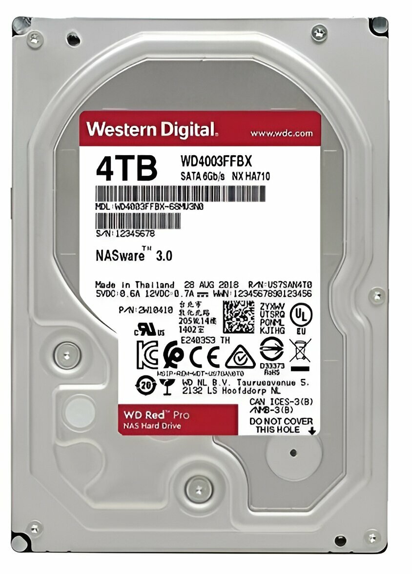 Жесткий диск WD Original SATA-III 4Tb WD4003FFBX NAS Red Pro (7200rpm) 256Mb 3.5"
