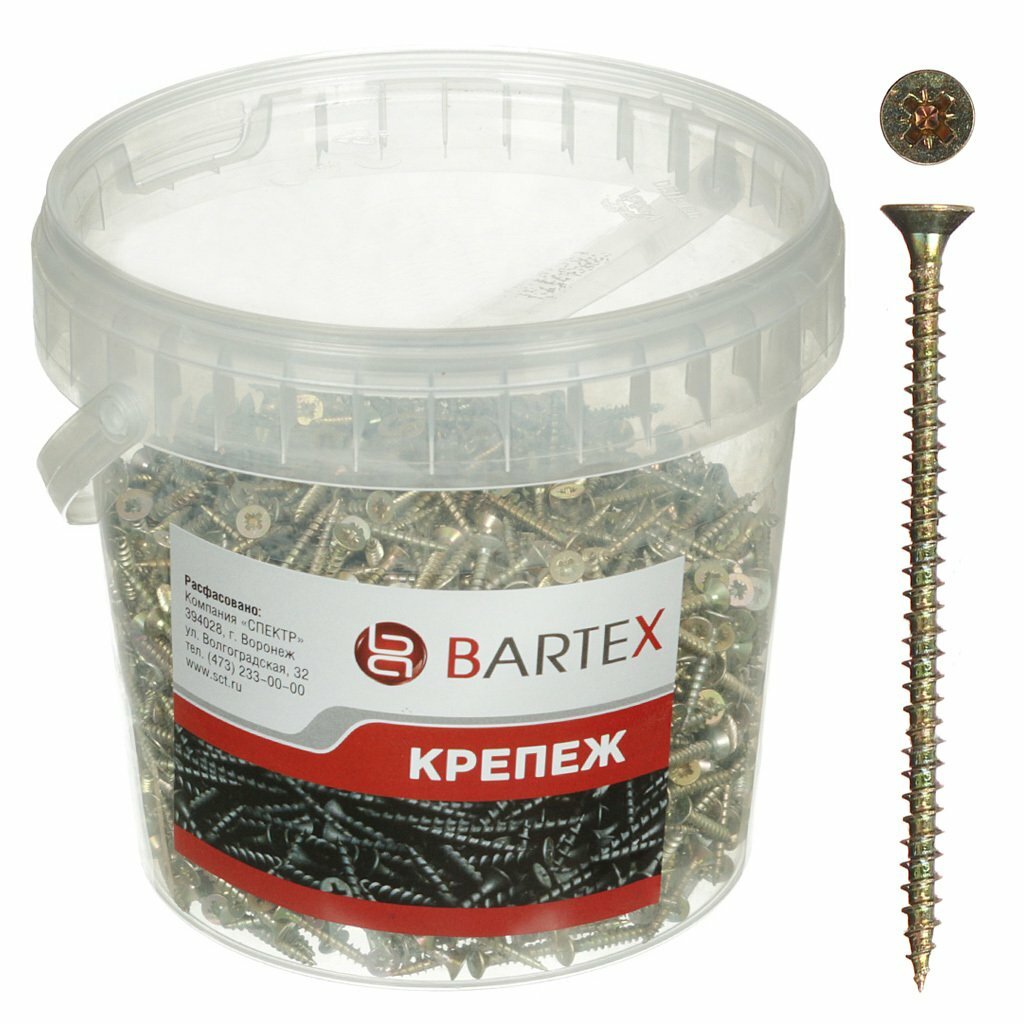 Саморез универсальный желтый Bartex 200 шт, 4х70 мм