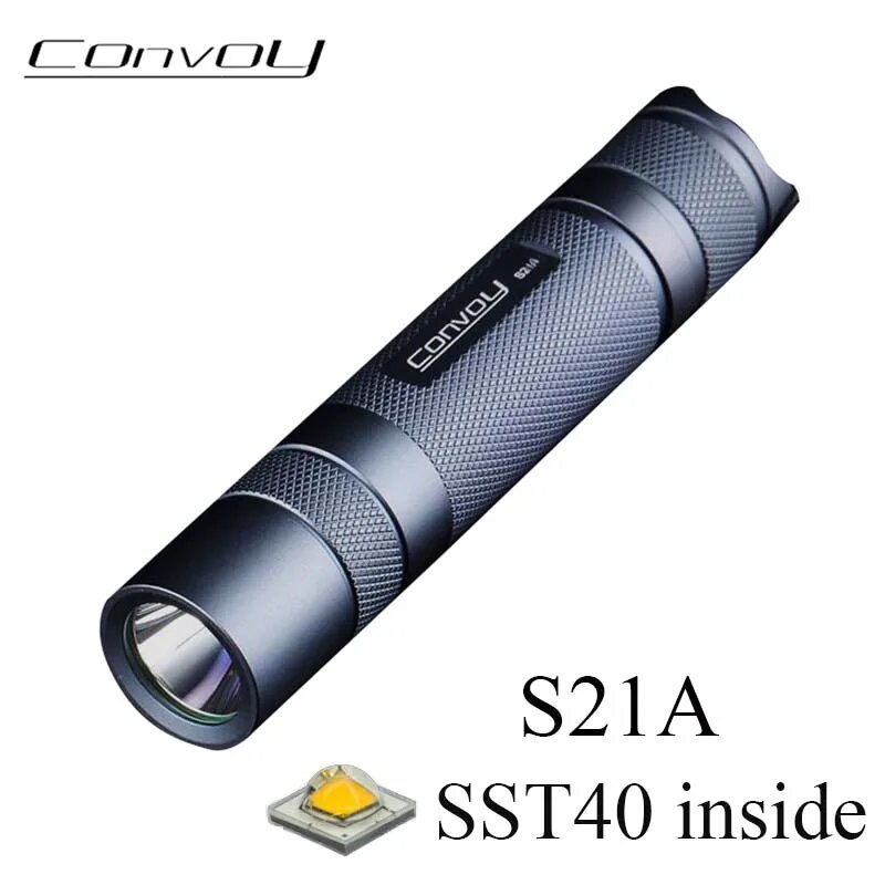 Фонарик CONVOY S21A с SST40 LED 2300лм Black, 5000K 4 modes, No battery