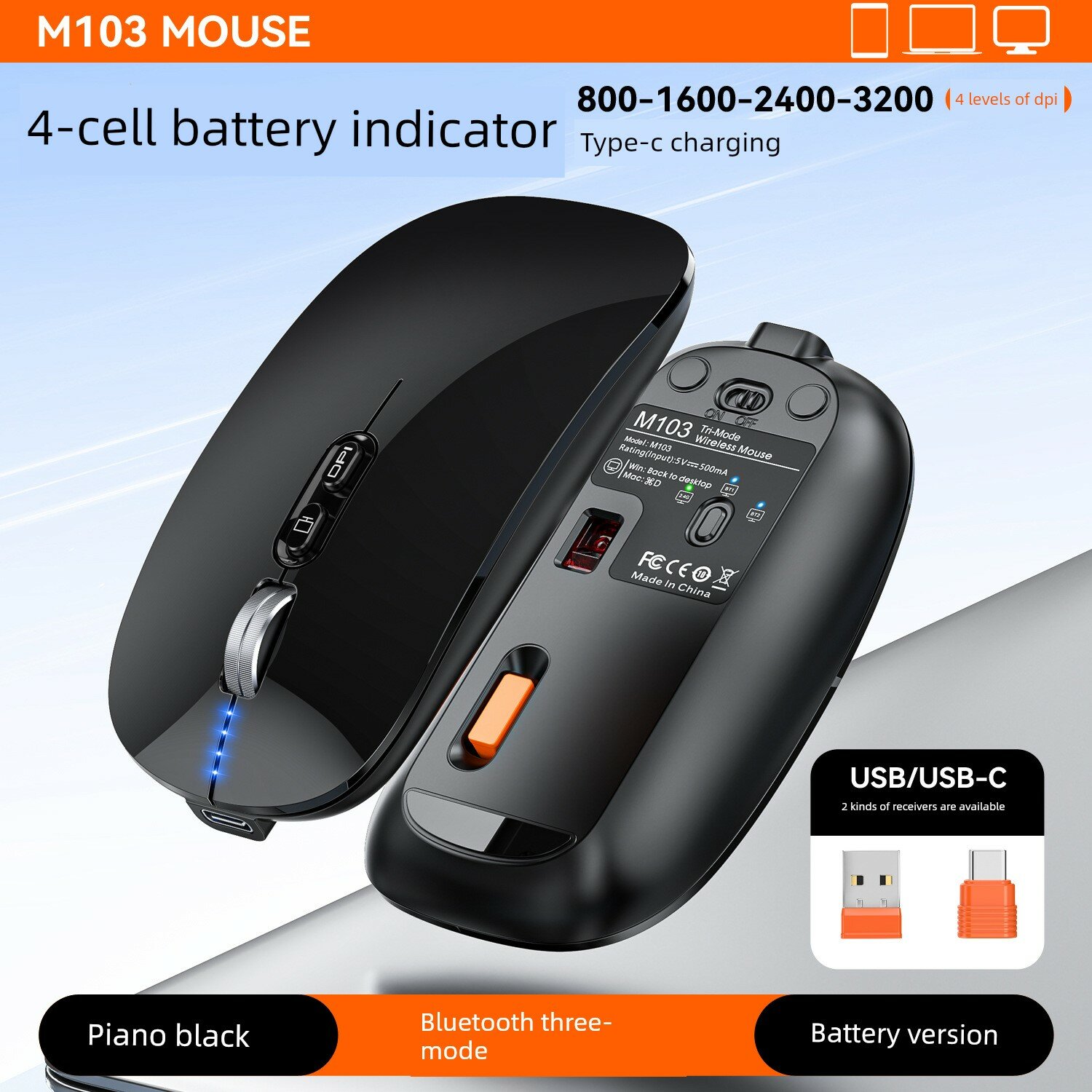 Беспроводная мышь для Lenovo Y7000P/R9000P - Тройной режим (2.4G/Bluetooth/Проводной), тихие клавиши, долгий срок