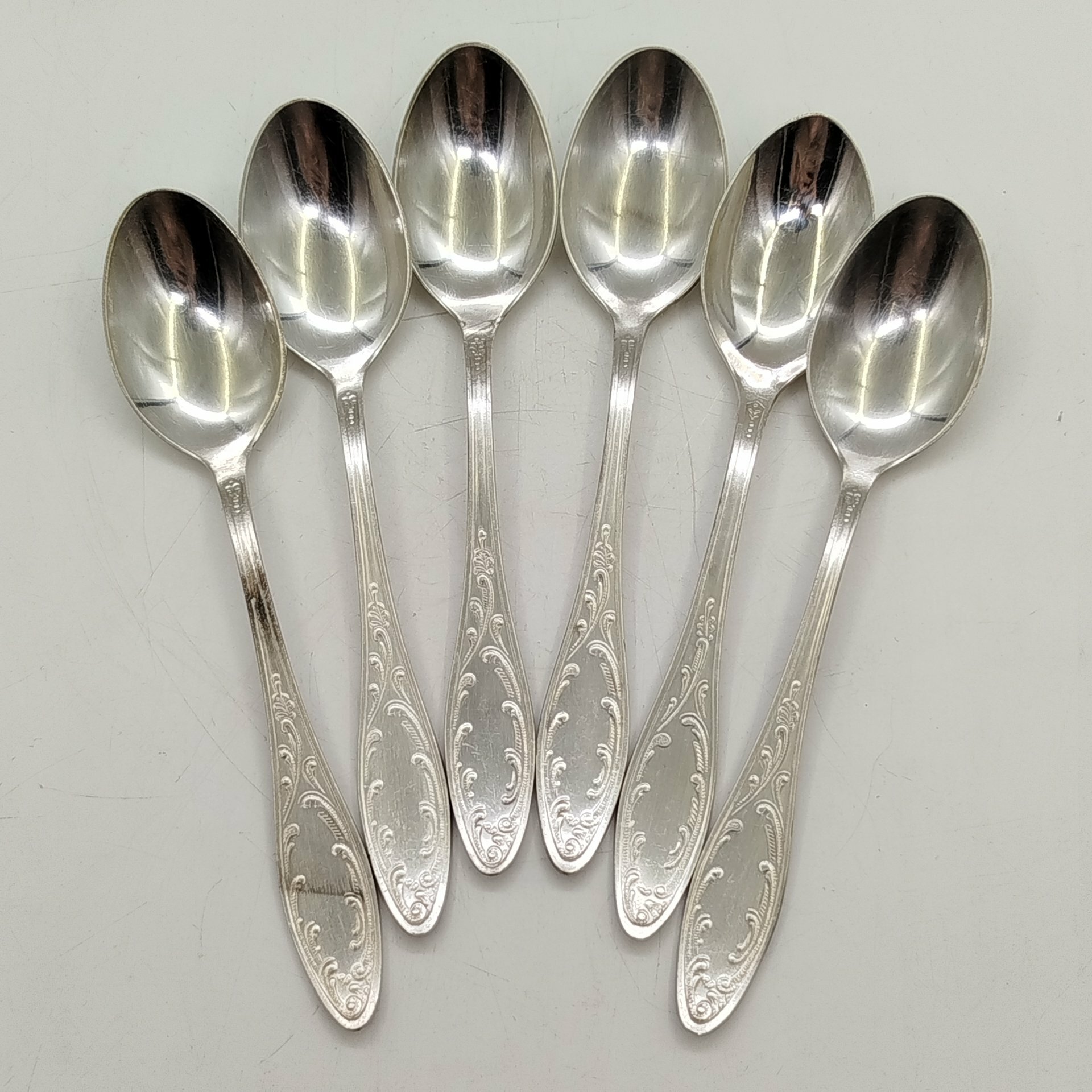 Набор из 6-ти столовых ложек с растительным декором, мНЦ (медь-никель-цинк)