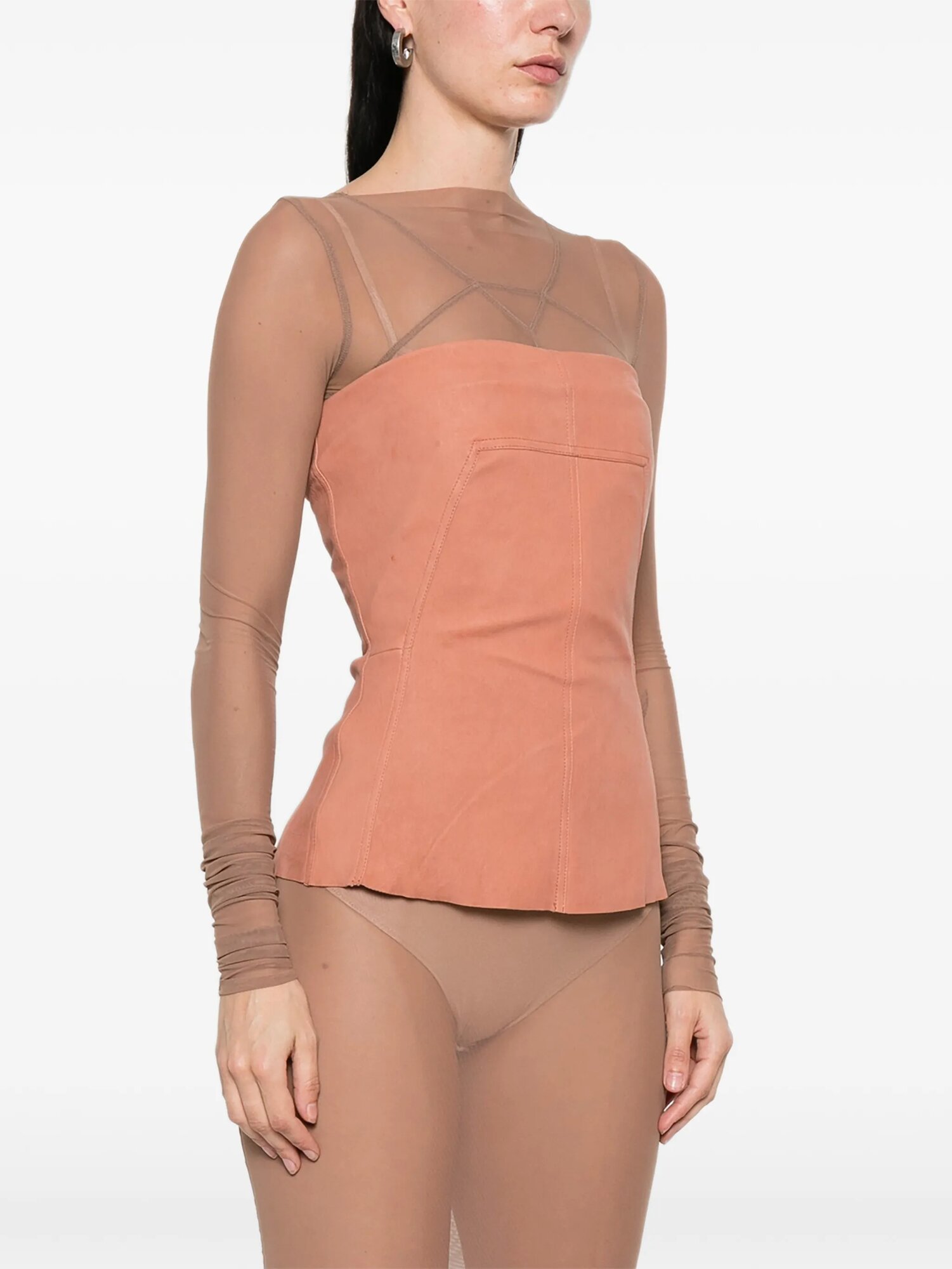 Топ Rick Owens Bustier leather top, размер 42, оранжевый — фото 1