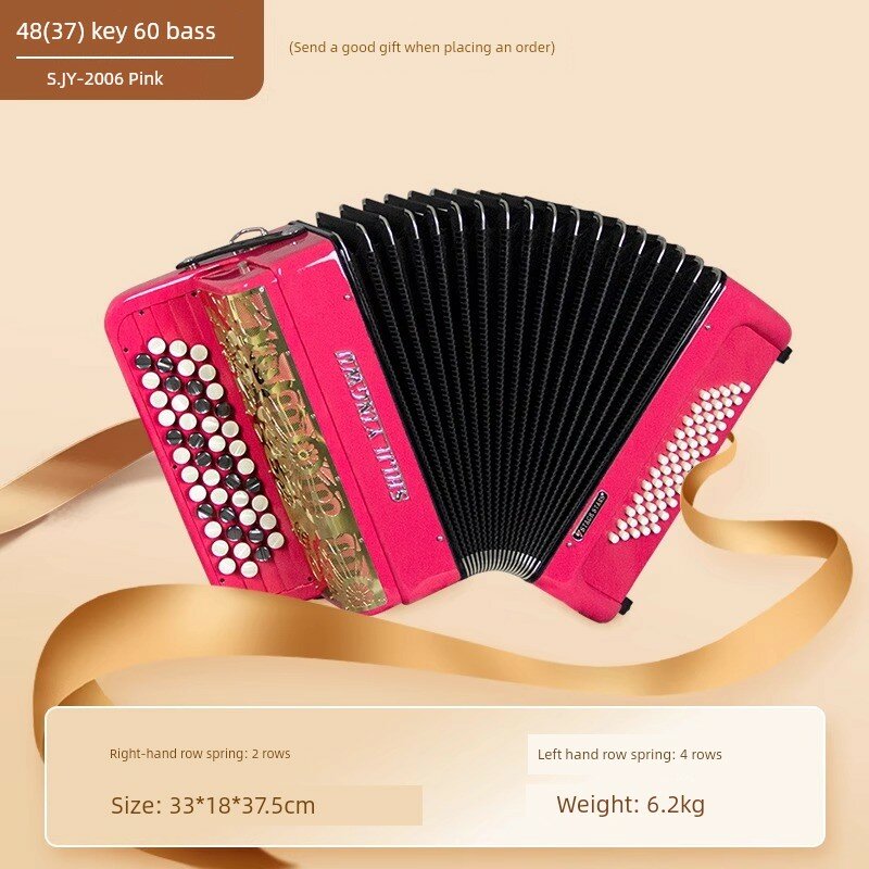 60-басовый баян-аккордеон с розовой краской SJY-2006 для начинающих