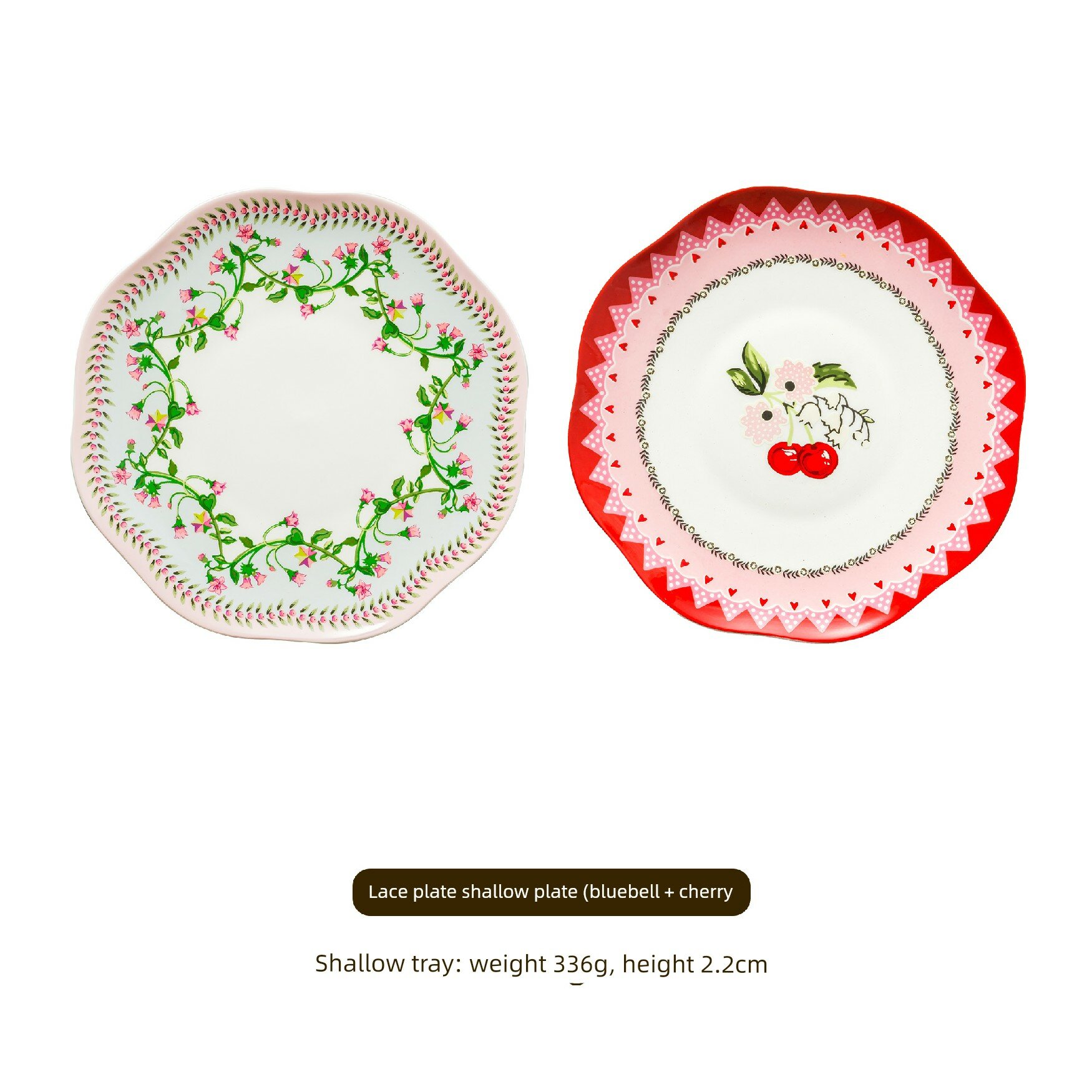 Керамическая плоская тарелка Cath Kidston набор из 2 шт с рисунком голубики и вишни, диаметр 20 см, костяной фарфор