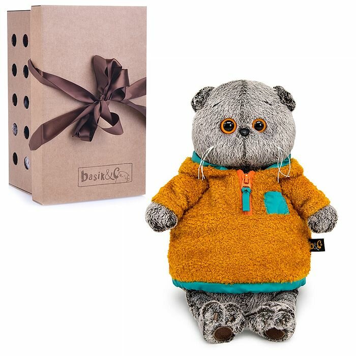 Мягкая игрушка Basik&Co Кот Басик в анораке. материал мягкий плюш, одежда из качественного текстиля Ks25-297