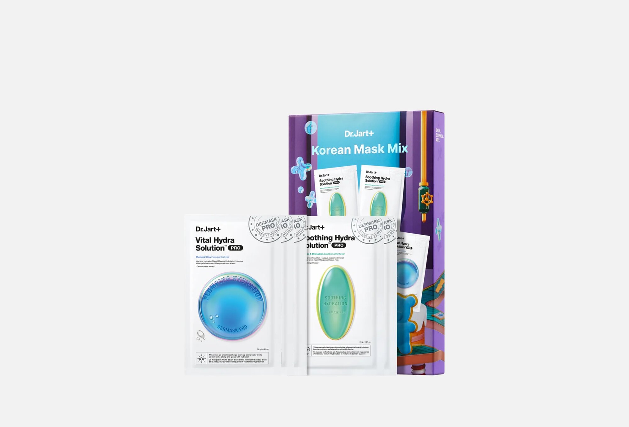 Набор тканевых масок для лица Dr. Jart+ Korean Mask Mix: Vital Hydra Solution™ Pro x 3, Soothing Hydra Solution™ Pro x 2