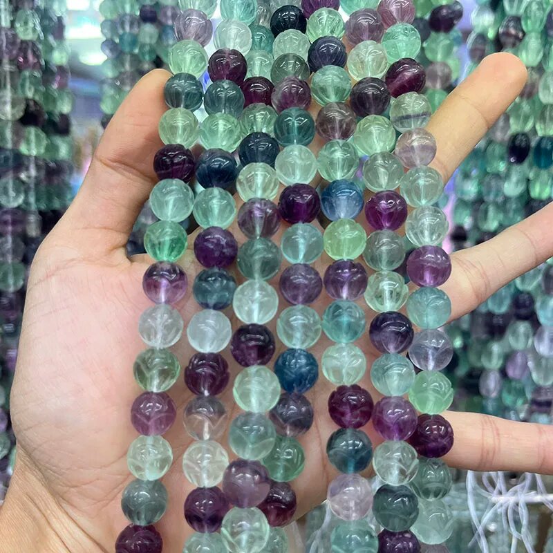 Зеленый флюорит резные бусины лотоса 6/8/10 мм 10mm