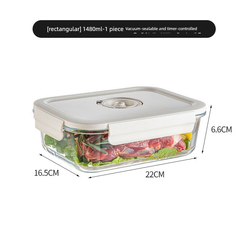 Прямоугольный контейнер для еды с вакуумом 1480 мл, 1 шт. с функцией вакуума и таймера