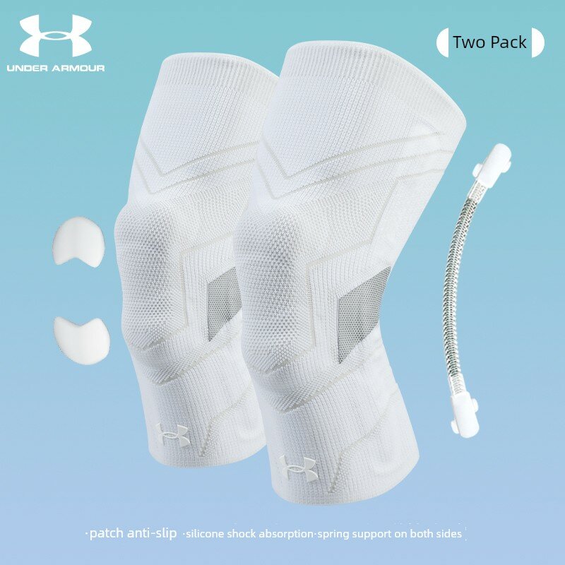 Коленный браслет Under Armour для баскетбола и бега - Поддержка, Компрессия, Дышащий, Нескользящий, 2 шт, Белый, L