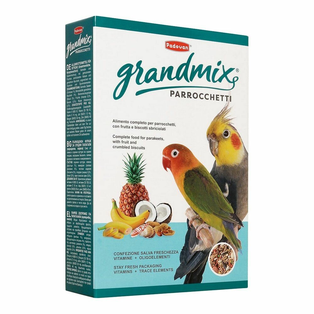 Падован GRANDMIX Parrocchetti Корм для средних попугаев основной 850 гр .