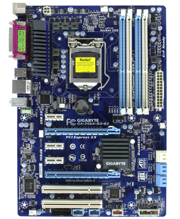 Материнская плата S-1155 Gigabyte GA-Z68A-D3-B3 Rev:1.0, 2xPCI-Ex16/4xDDR3/LAN/Sb/ATX