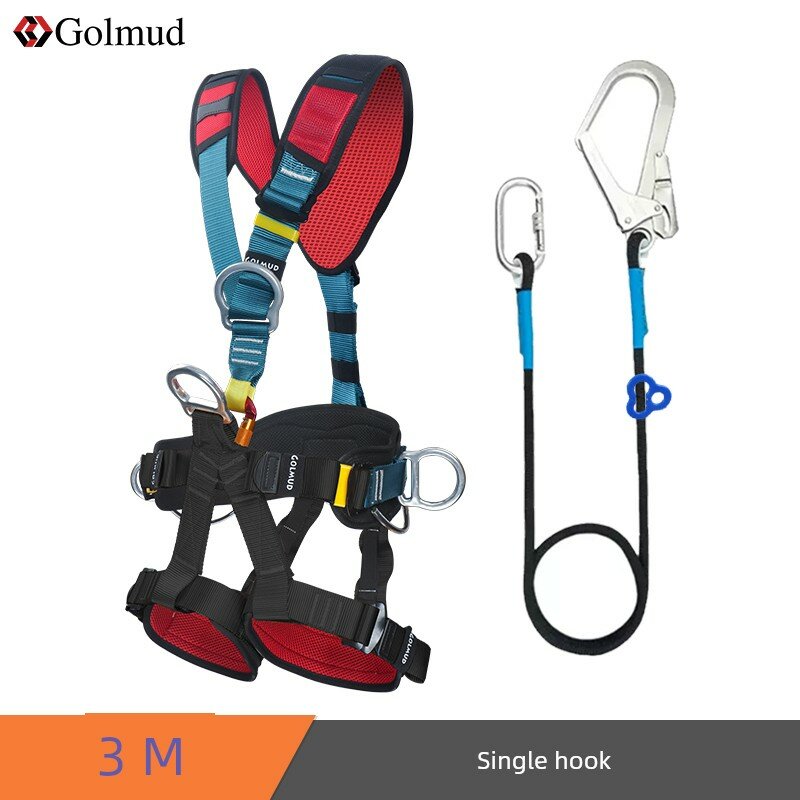 Golm GM3605 страховочный пояс с одним большим крючком и веревкой 3м для скалолазания