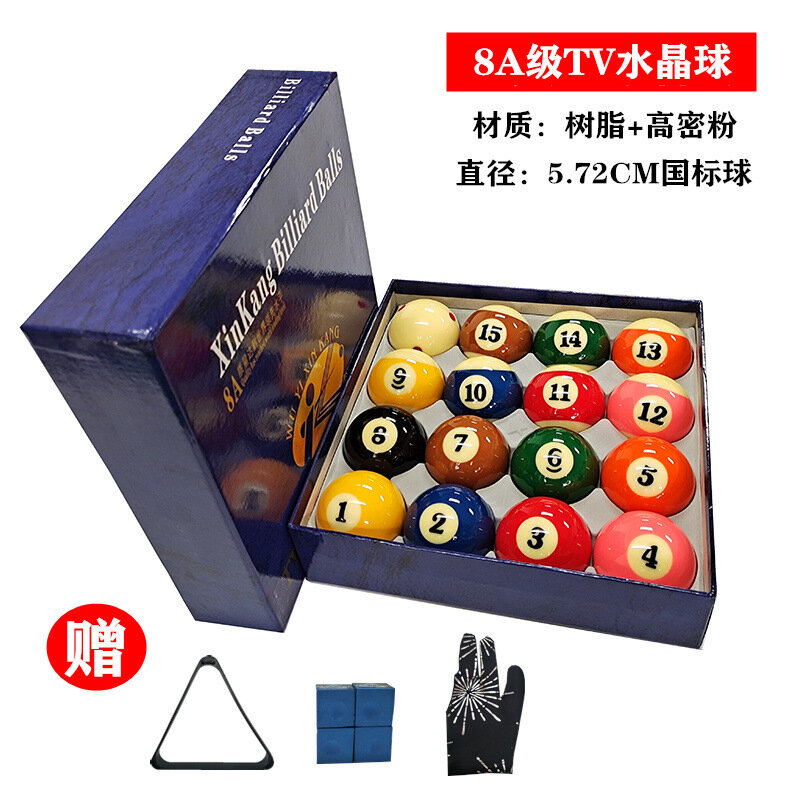 Черные бильярдные шары из кристалла, шары для американского пула в шестнадцати цветах, шары для снукера, стандартные бильярдные принадлежности большого размера.