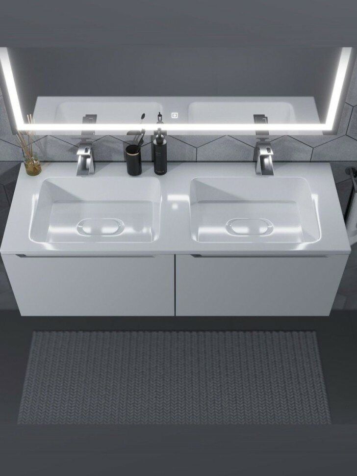 Раковина для ванной Uperwood Modul 122х45х12 см, белая глянцевая