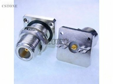 N гнездо SQ 24mm 2 отверстие фланец, IP67 сопряжённый, с лепесток контакт (W=2; T=0.5; L=3); 11Ghz VSWR1.25