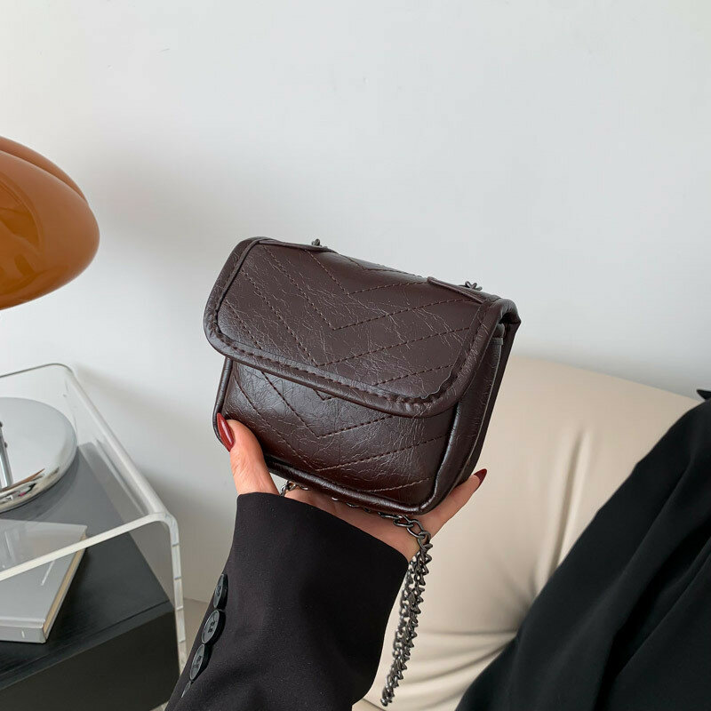 Миниатюрная сумка через плечо adorable girls, полосатый дизайн, легкая pu, кофе