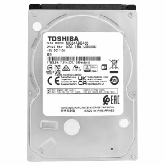 Жесткий диск Toshiba 2.5" MQ04 4ТБ, SATA III, 128 Mb, 5400 rpm (MQ04ABB400)