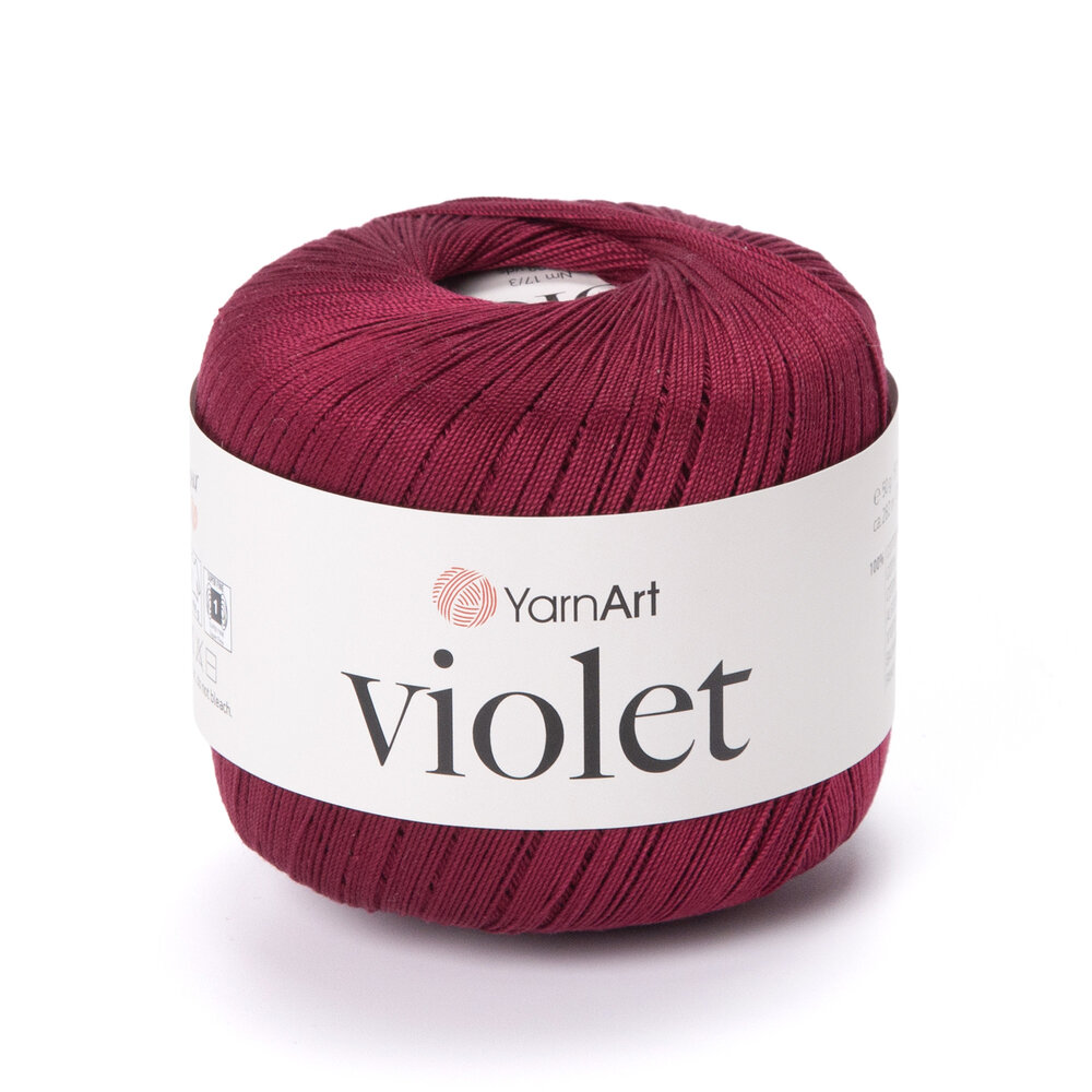 Пряжа для вязания YarnArt Violet 0112 бордовый 1 моток 50 гр/282 м 100% мерсеризованный хлопок