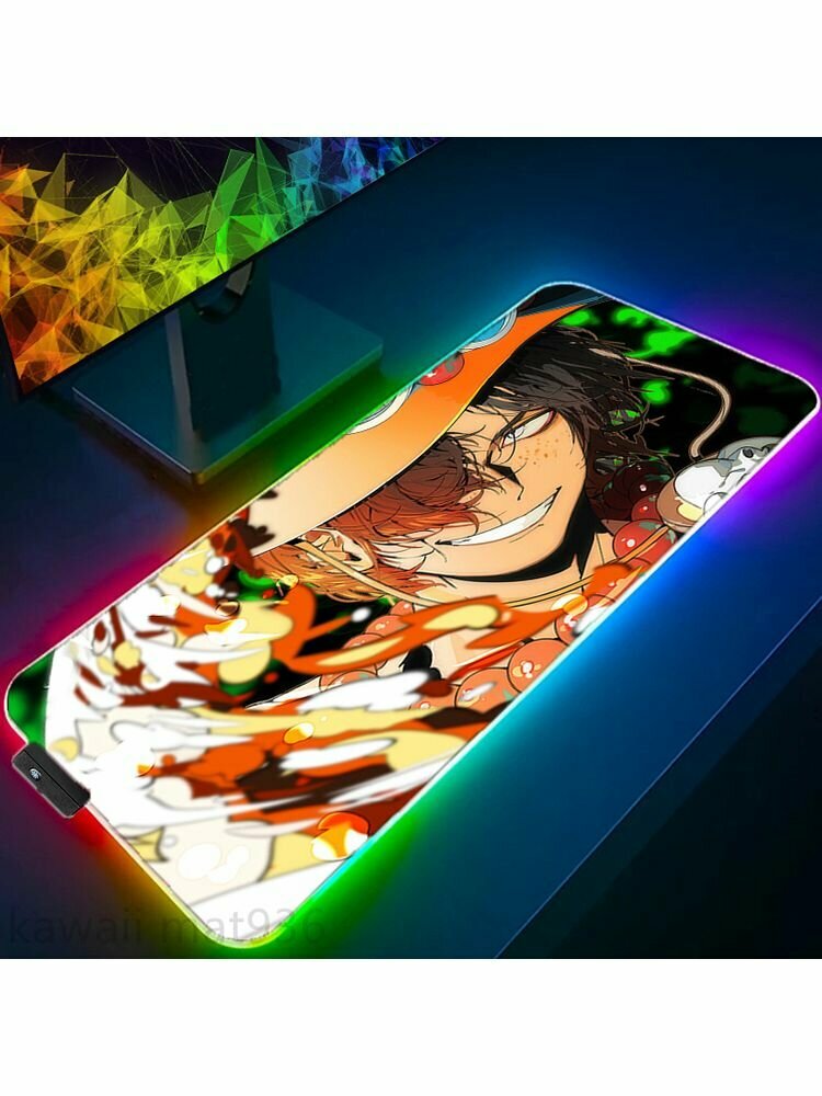 RGB LED Настольный светящийся ковер с рисунком из аниме One Piece Luffy, USB-клавиатура для ноутбука, размер 40x90xxl