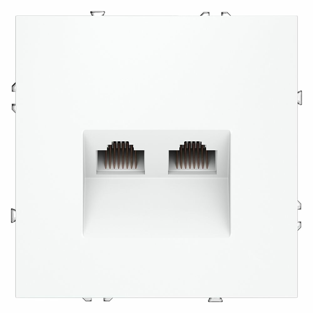 Розетка компьютерная 2-м СП S70 RJ45 + RJ45 кат.6 механизм бел. матов. Voltum VLS060202