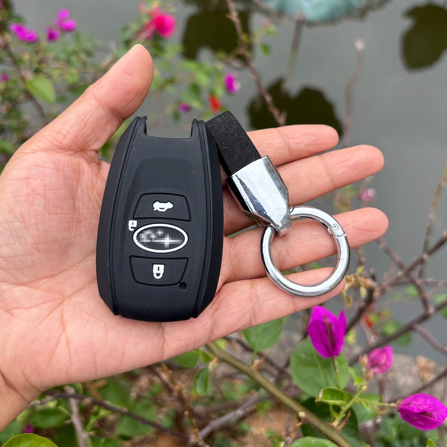 Мягкий силиконовый чехол для ключей Subaru Forester, Outback, XV, Legacy, BRZ - Черный 3-кнопочный с креативным