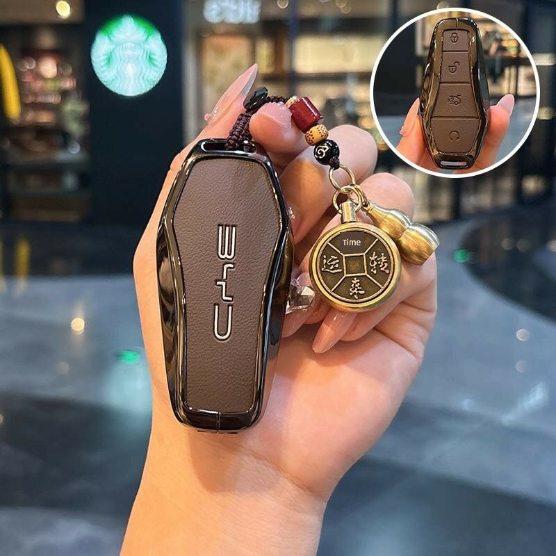 Мокрый коричневый брелок с удачным символом совместимый с моделью BYD Seal 06 GT