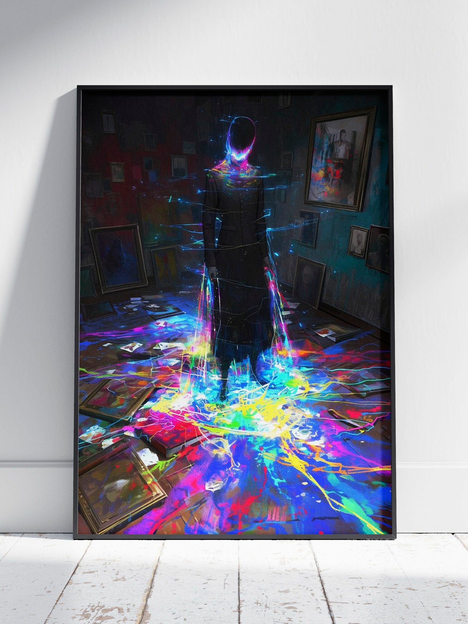 Плакат на стену для интерьера Цифровой Арт и Вапорвейв (Смещения RGB и Искажения 6) - Постер по неону формата A4 (21x30 см)