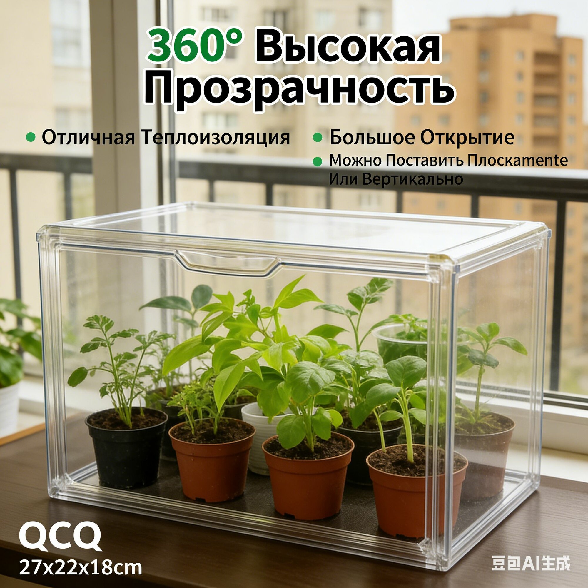 Парник, теплица мини Парник 0.27х0.22х0.18м, Пластик, Акрилик