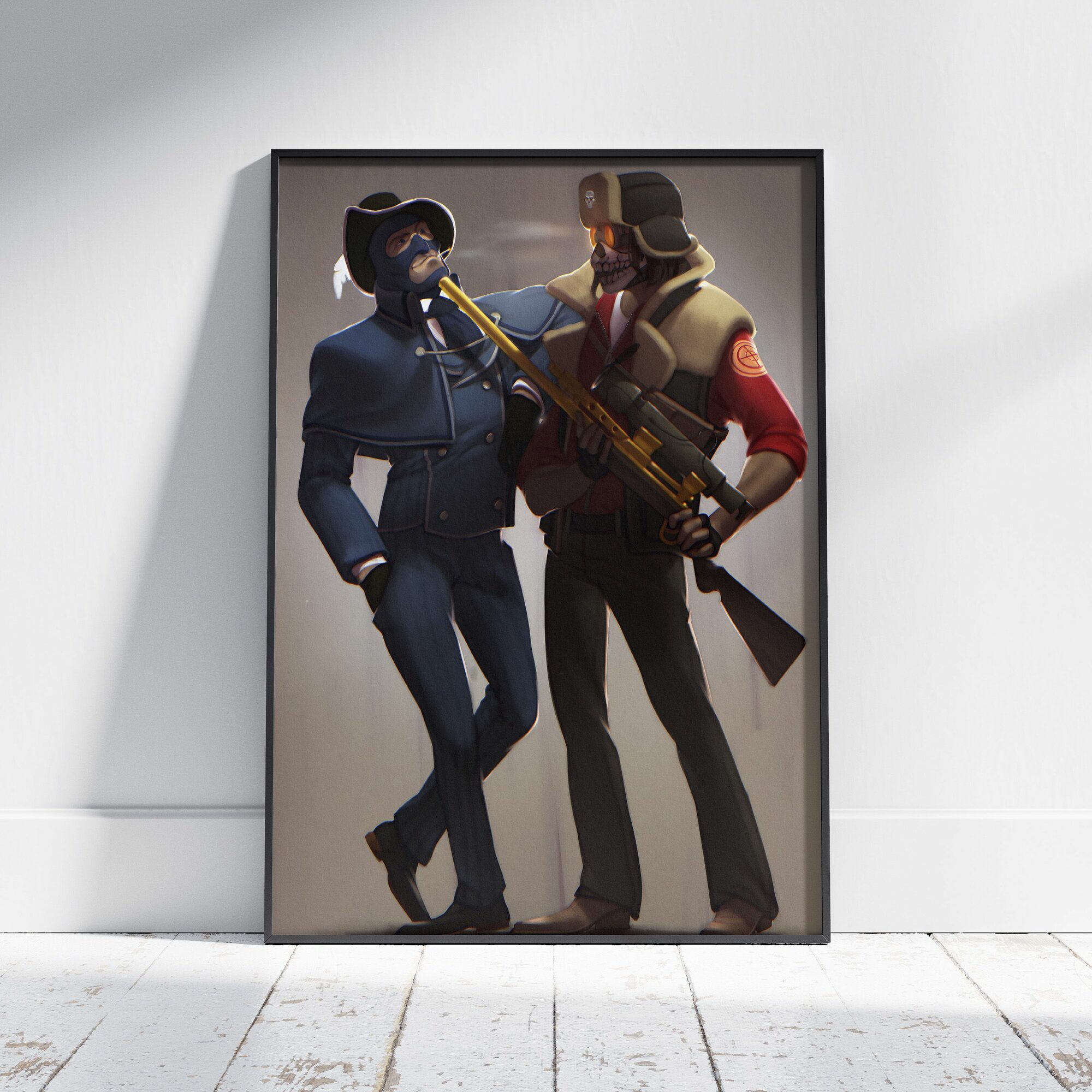 Плакат на стену для интерьера Team Fortress 2 (Шпион и Снайпер) - Постер по игре формата А3 (30x42 см)