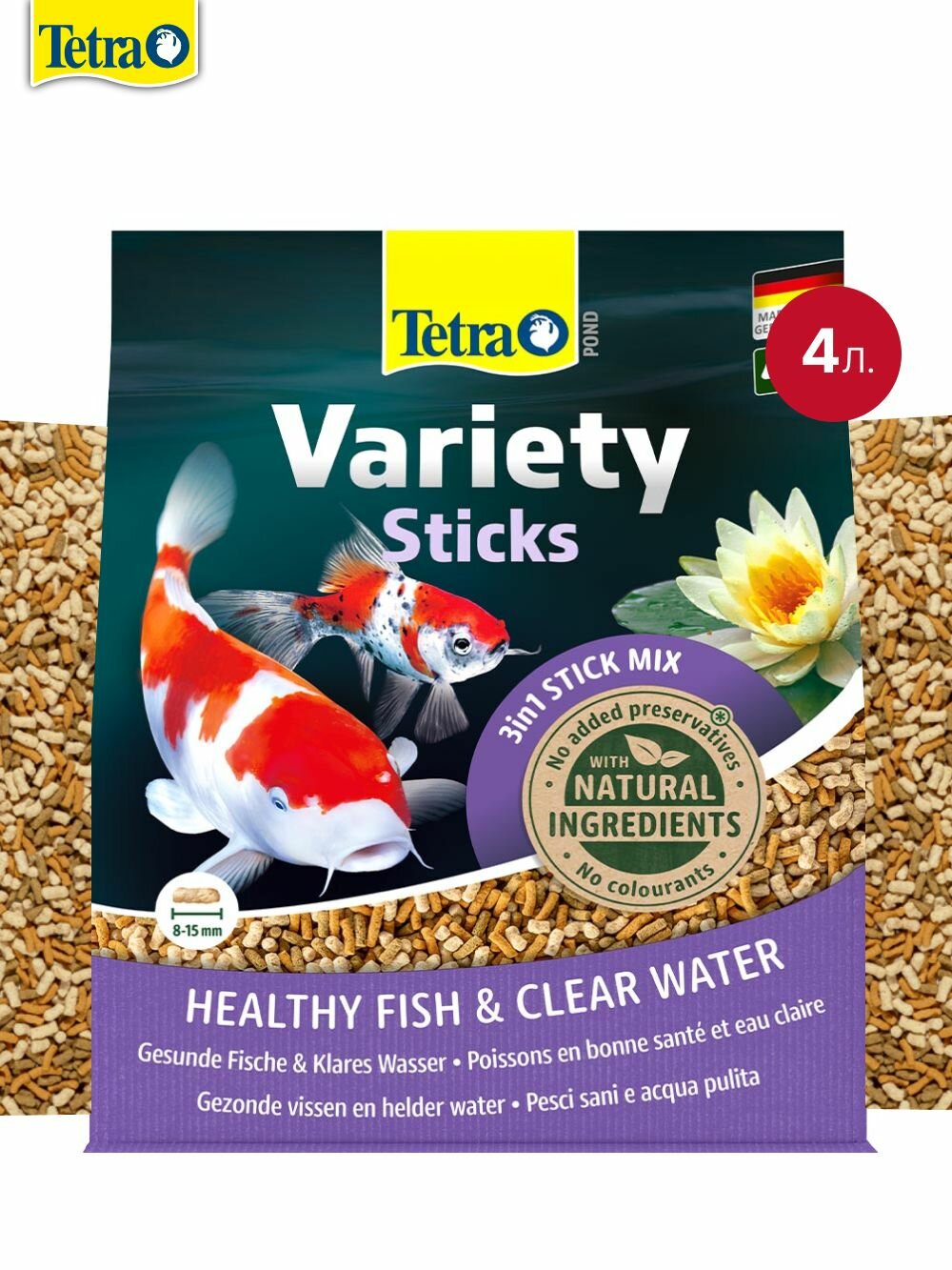 Tetra Pond Variety Sticks 4л корм для прудовых рыб, смесь палочки