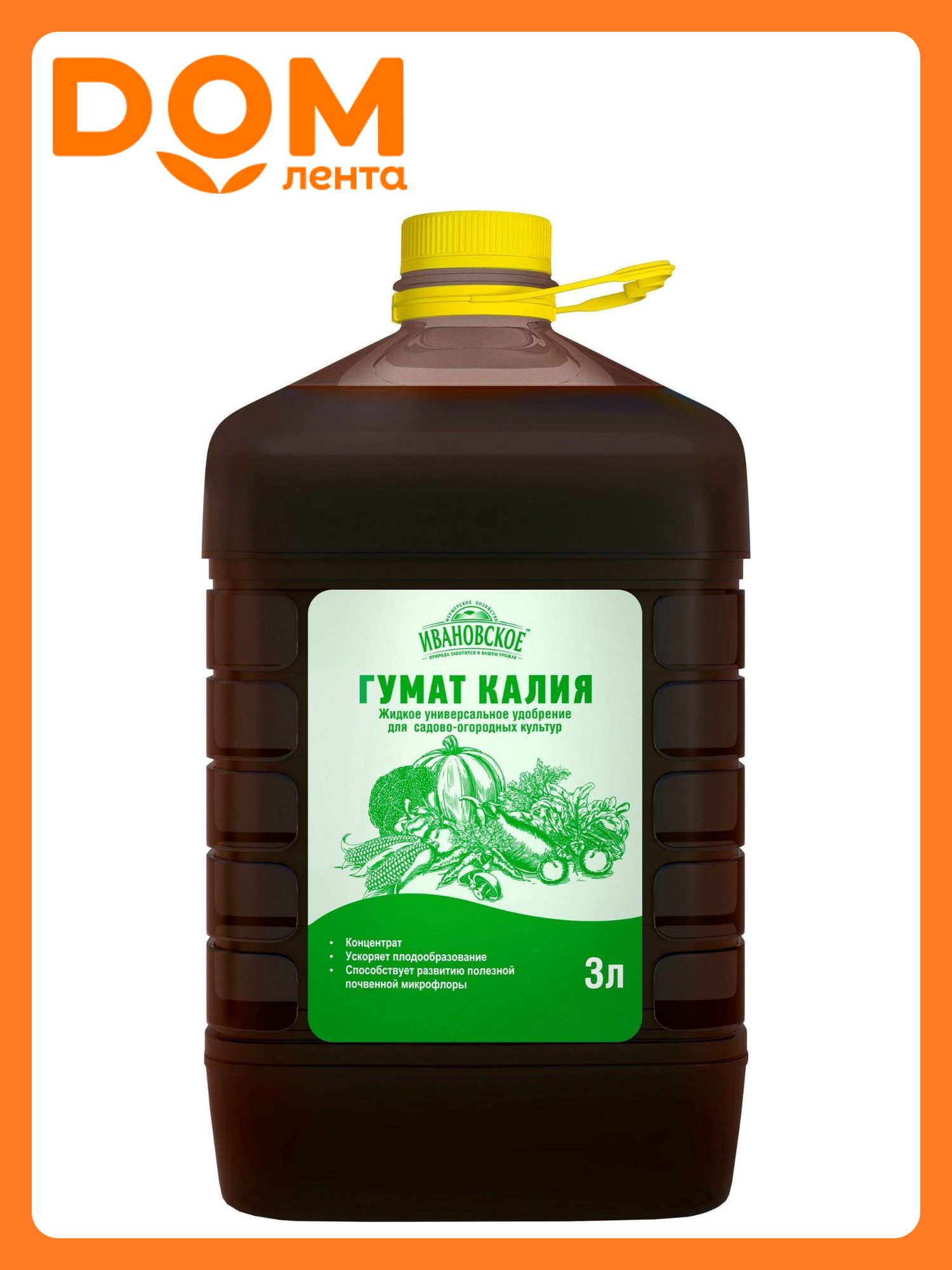 Удобрение Ивановское гумат калия ФХИ для садовых и огородных 3 л