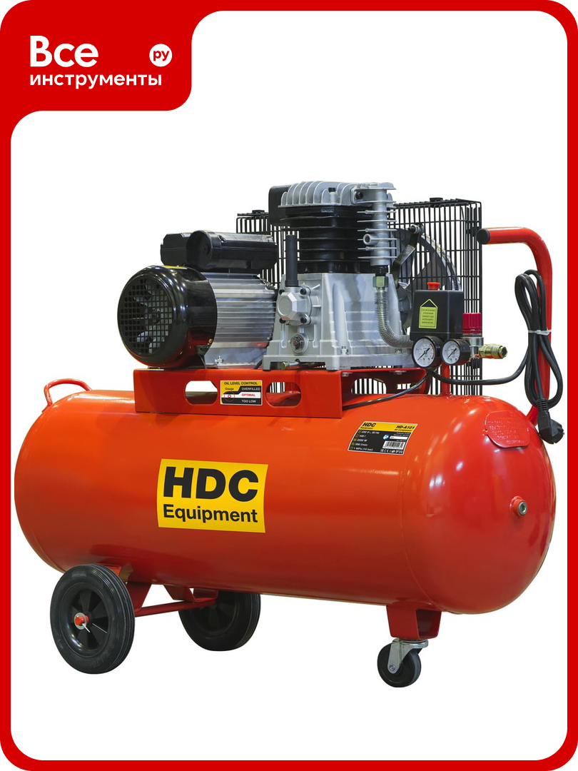 Компрессор HDC HD-A101, для интенсивного использования в условиях мастерских, изготовлены из легированного чугуна