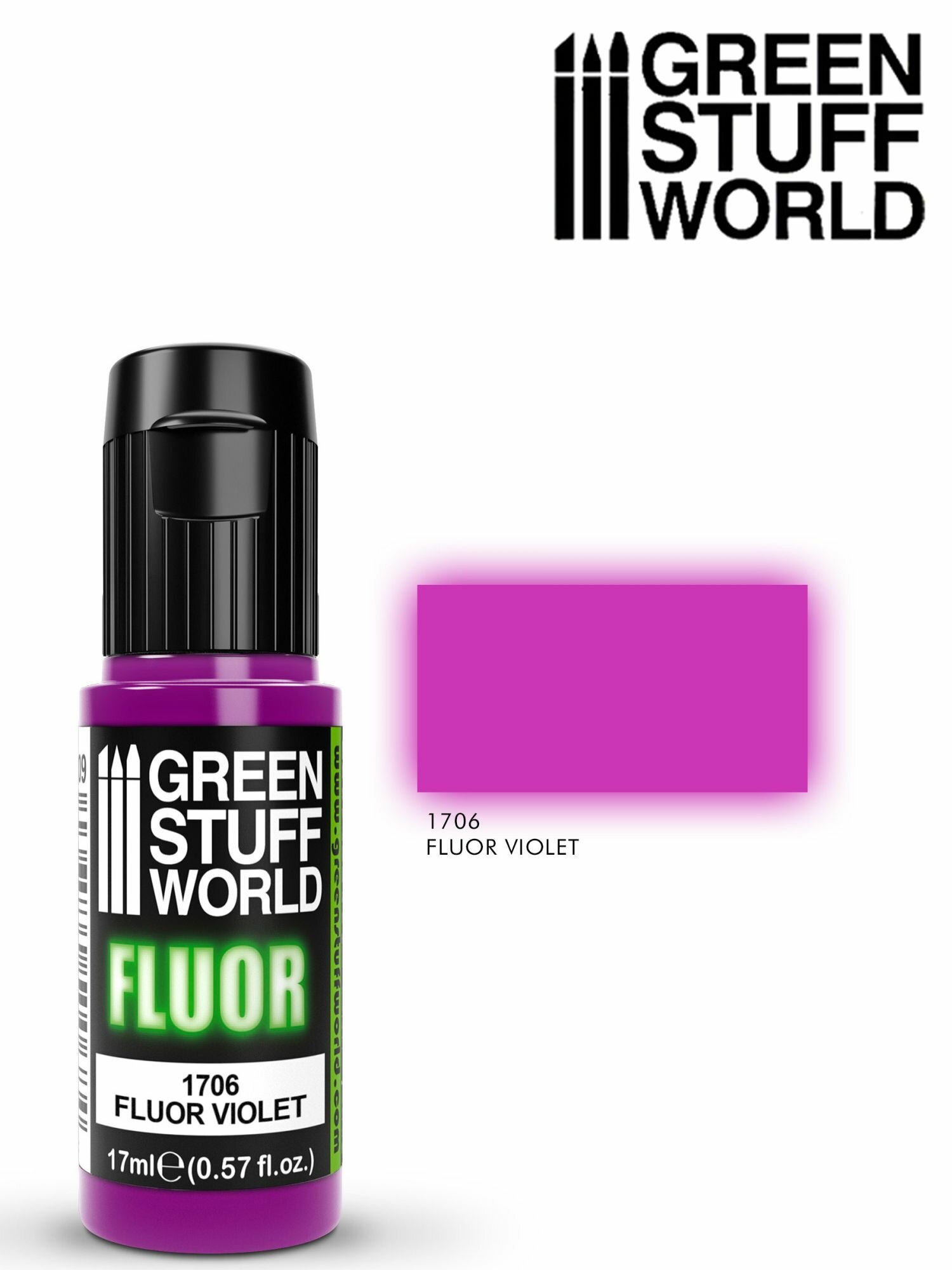 Краска акриловая 1706 цвет Fluor Violet, 17 мл, Fluor Paints, Green Stuff World