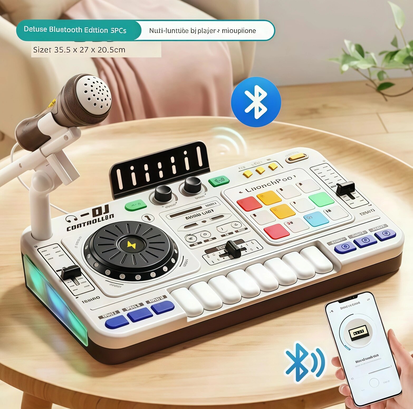 Детский DJ пульт IPlay DJ iLearn, музыкальный, интерактивный, для детей от 3 лет, белый