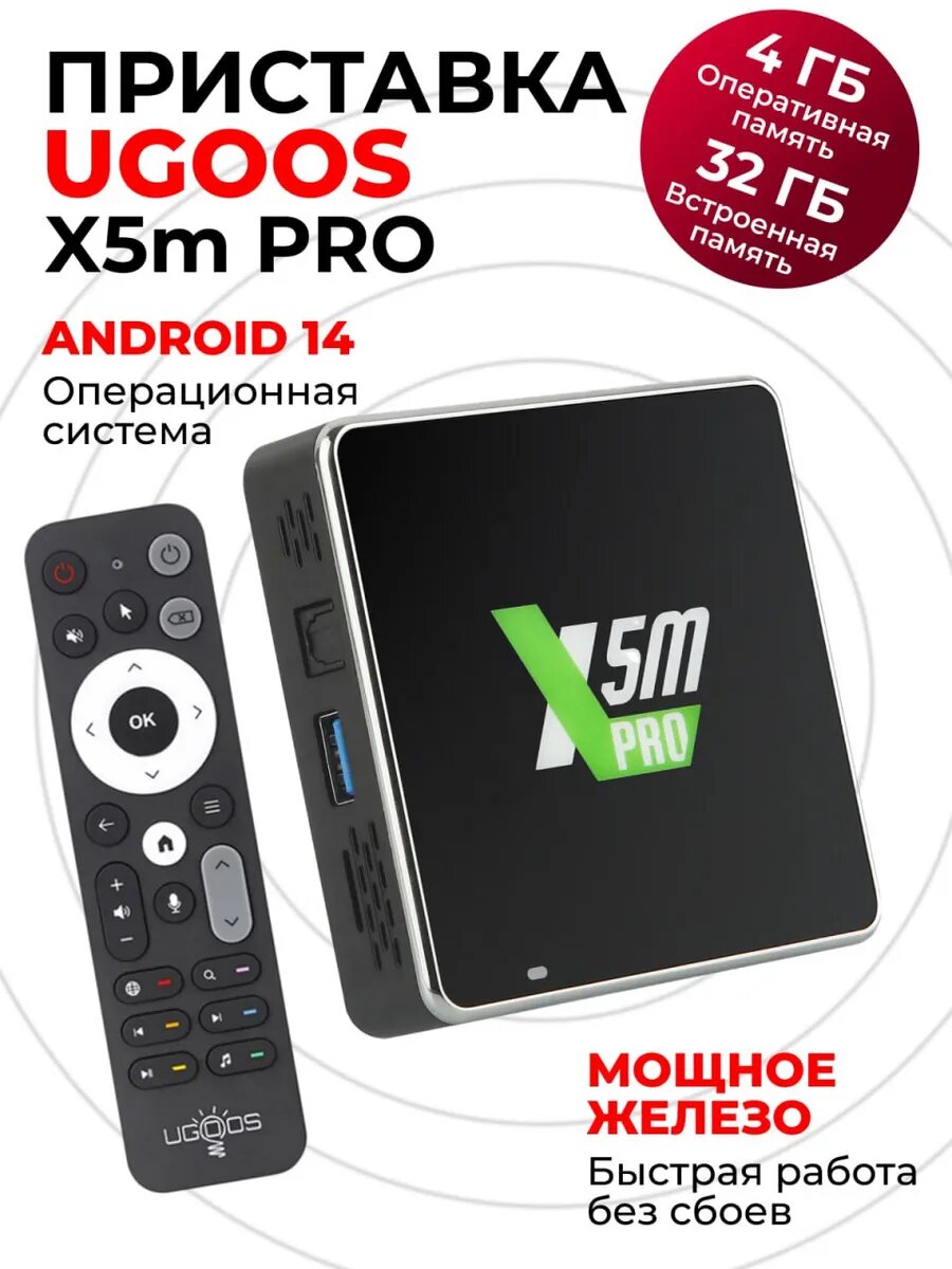 ТВ-приставка Ugoos X5m pro, 4/32Gb на Андроид 14
