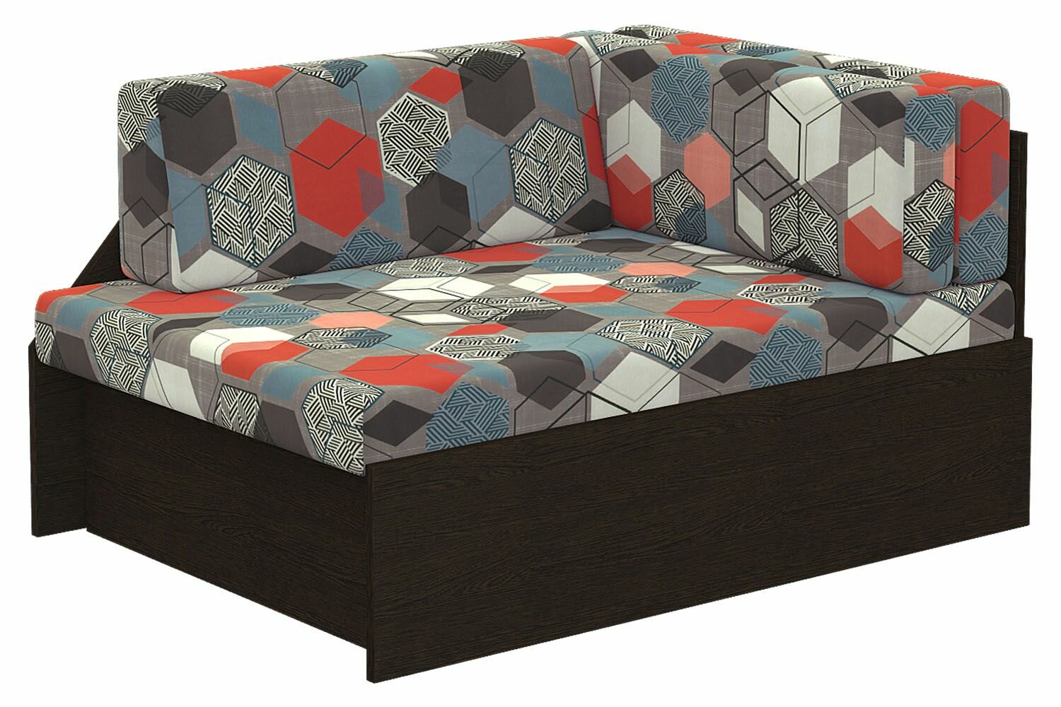 Кресло-кровать детская №1, геометрия (красный, серый/венге) 620х1120х800, Элегия