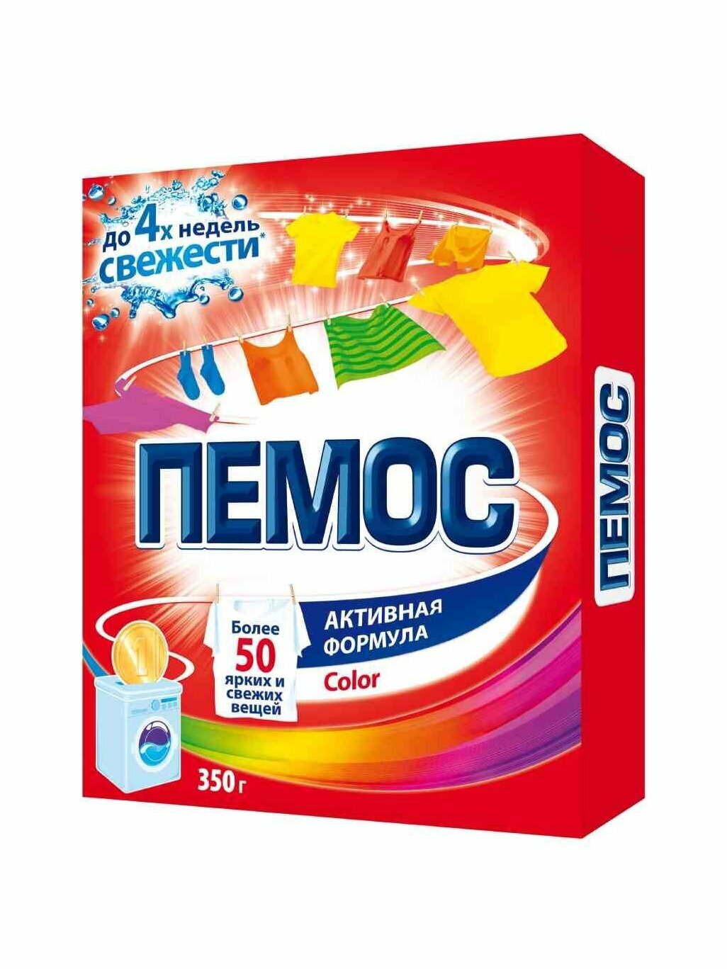Стиральный порошок Пемос Color для цветного белья и джинсовых тканей, автомат, 0.35 кг в картонной коробке, Россия
