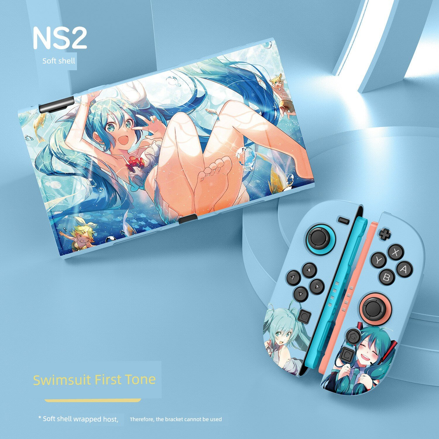 Кейс-чехол для Nintendo Switch 2 с темой Хатсуне Мику в купальнике - мягкая раздельная конструкция