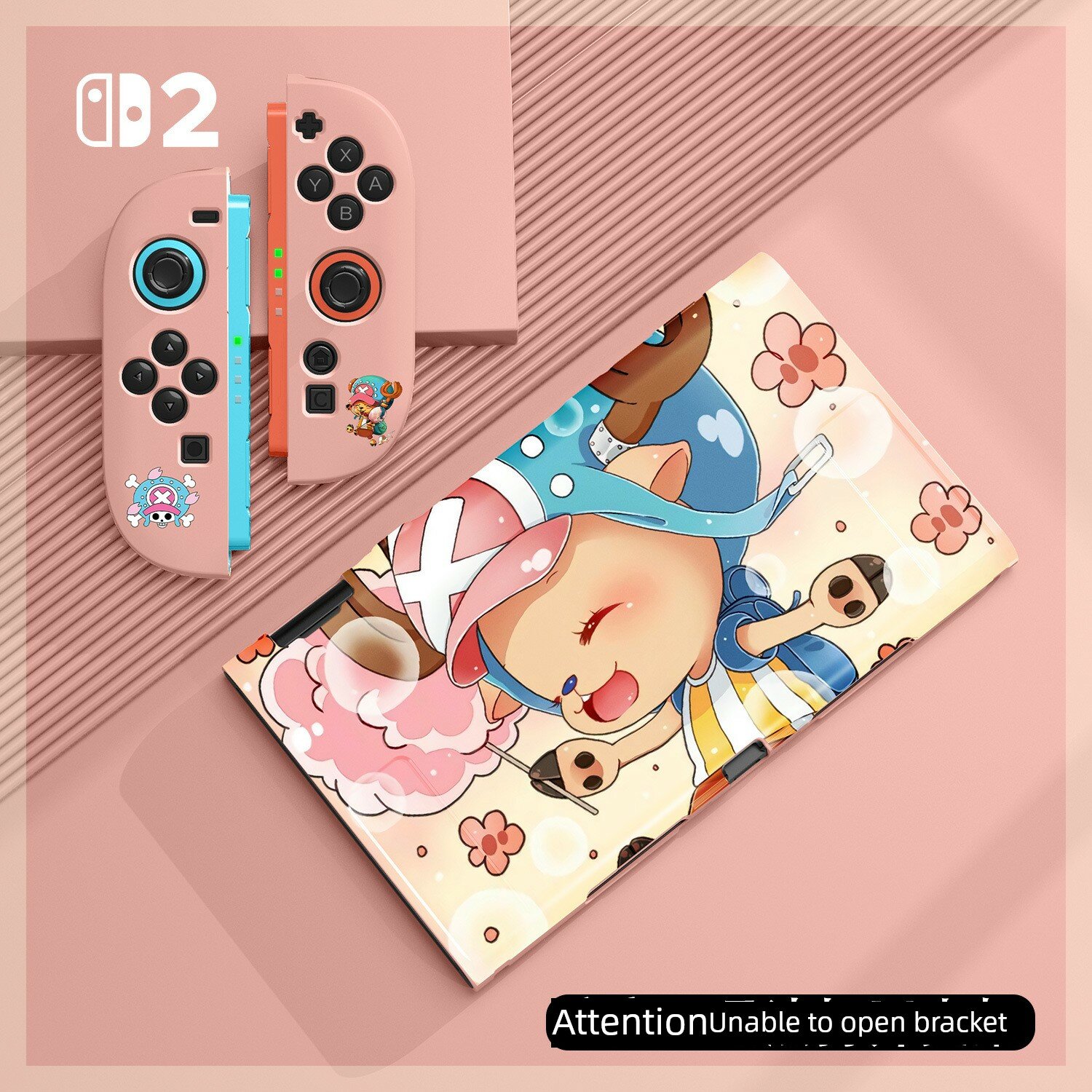 Защитный чехол для Nintendo Switch 2 с темой One Piece Чоппер, розовый, мягкий ТПУ, подходит для Nintendo Switch 2 (7,9