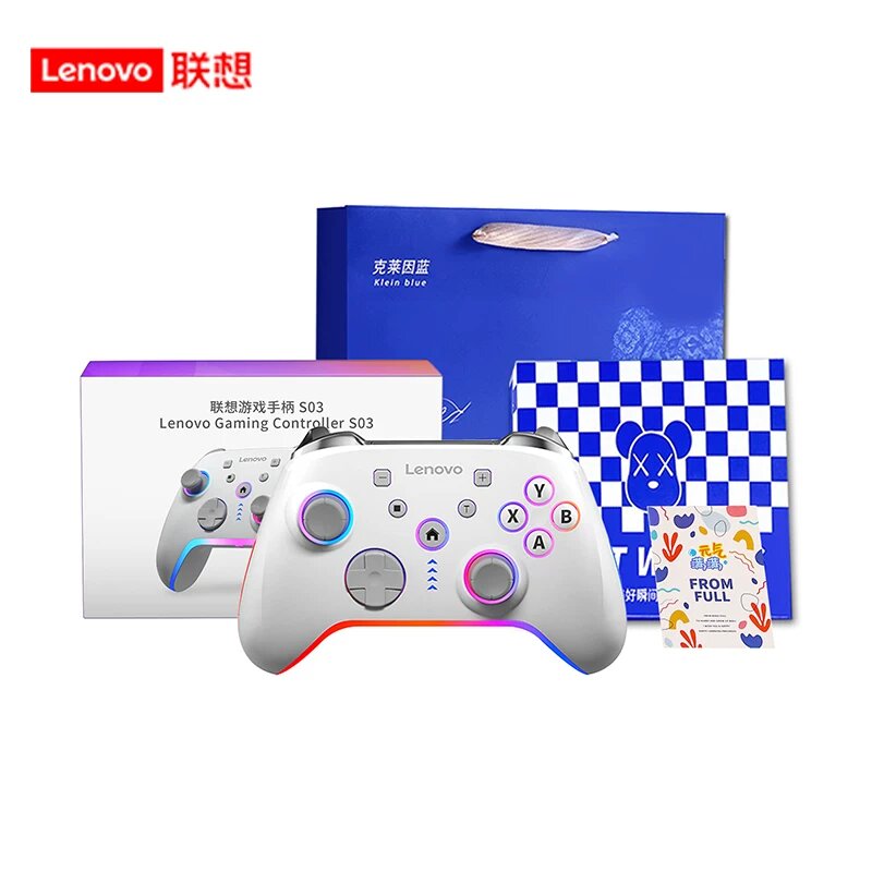 Серебристо-белый беспроводной геймпад S03 с подарочной коробкой Klein Blue для ПК, Switch, Steam, Xbox