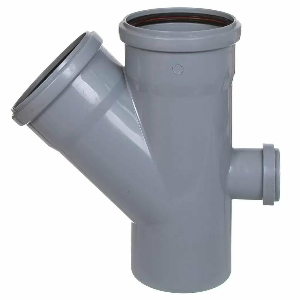 Крестовина канализационная Мультимирпласт 1-плоскостная 110х110х50 мм 45 градусов серая для внутренней канализации