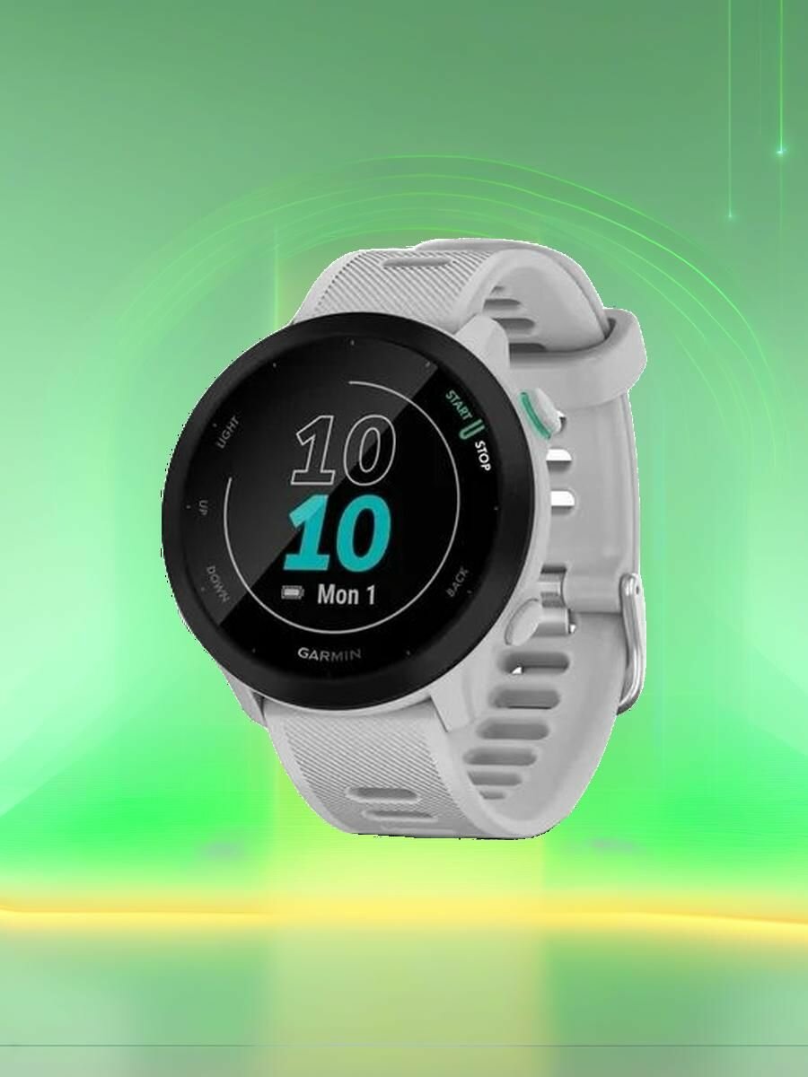 Смарт-часы Garmin Forerunner 55, 42мм, 1.04", LCD, Bluetooth, белый