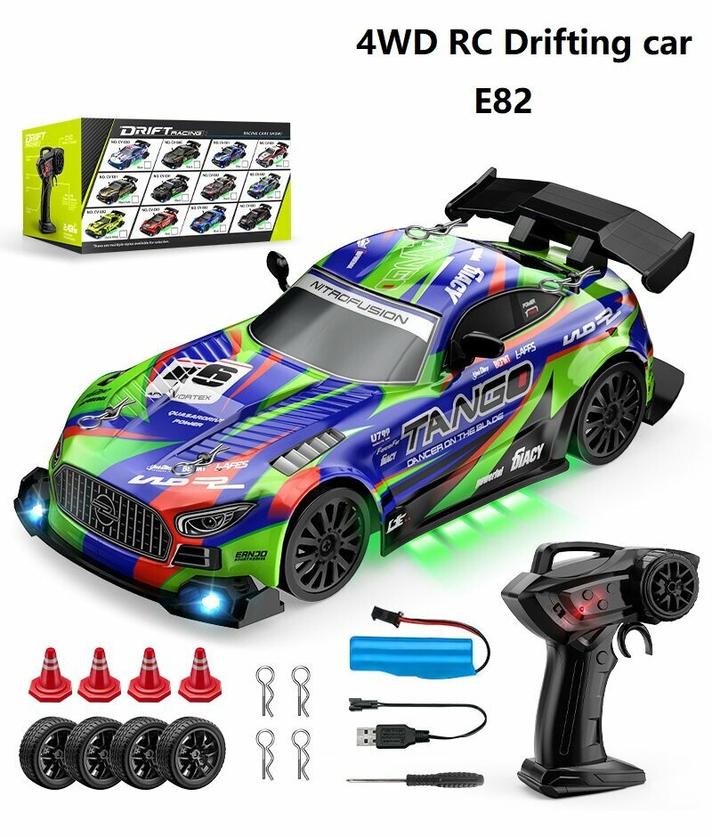 Игрушечные автомобили купить E82, 1:24 4WD RC, 2,4G, Подарок на день рождения для мальчиков, Сине-зеленый
