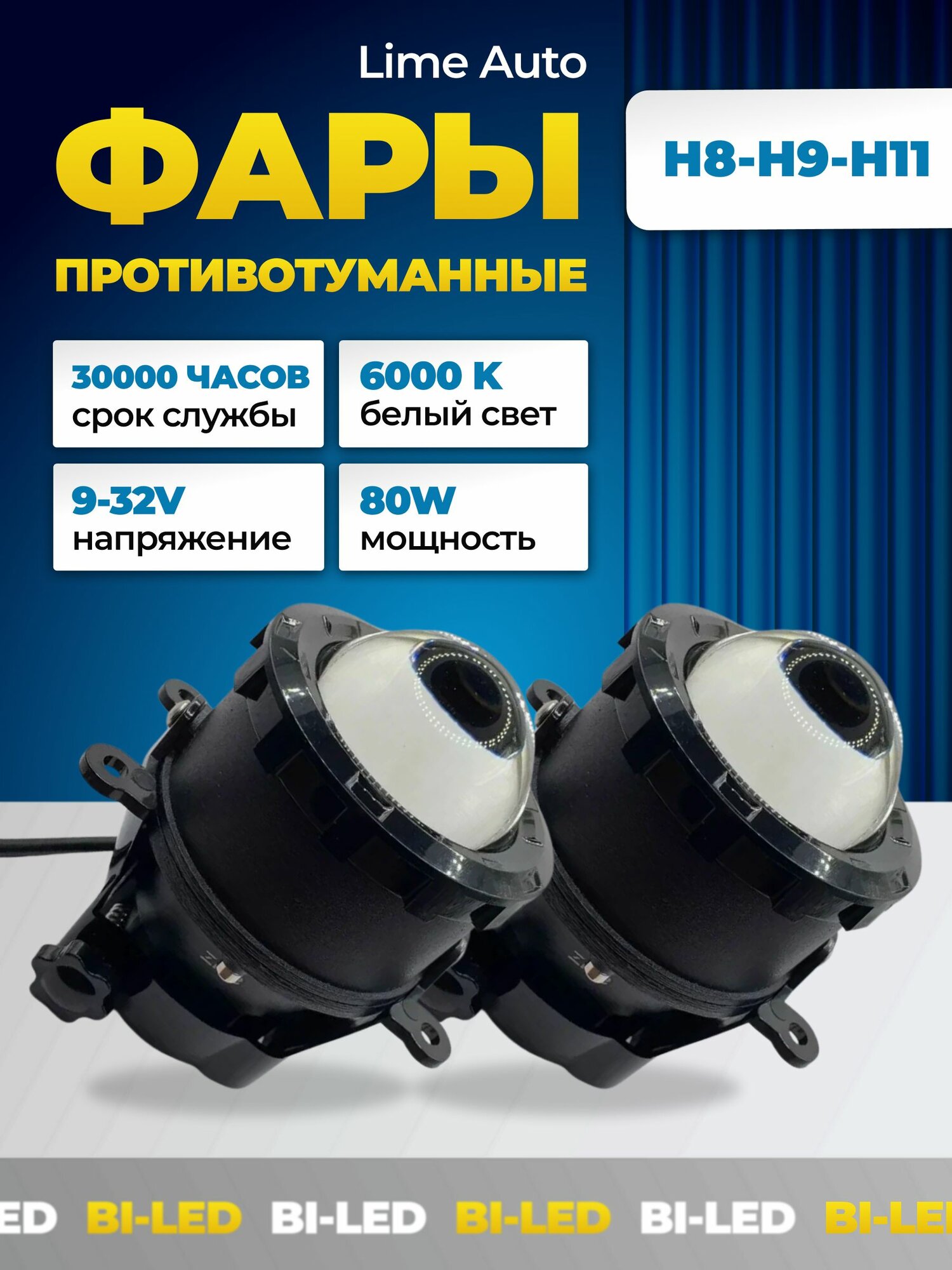Противотуманные фары светодиодные 12в 24в 32в LED фары Лада Гранта fl, LADA VESTA, DUSTER, LANCER, ASX, OUTLANDER, FORD FOCUS, LOGAN